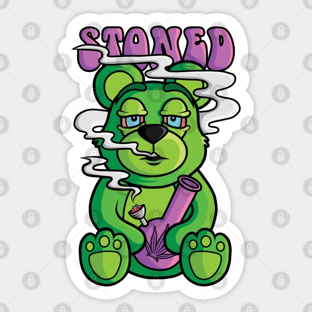 Stoned Weed Bear Weed Sticker Teepublic